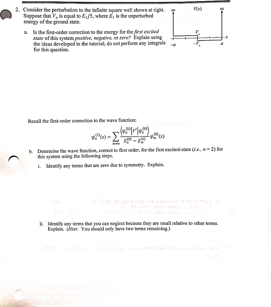Solved 2. Consider the perturbation to the infinite square | Chegg.com