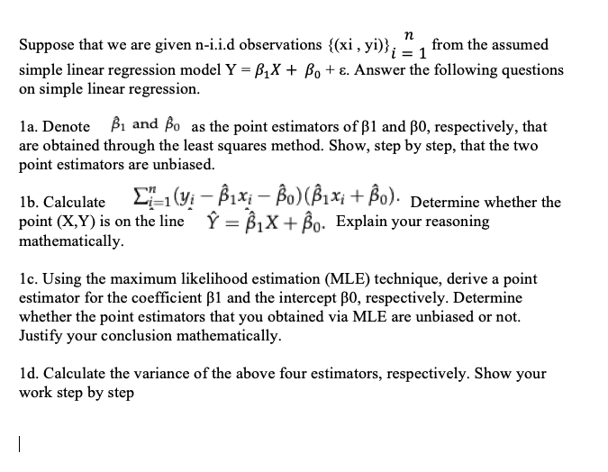 Solved Suppose that we are given n-i.i.d observations {(xi , | Chegg.com