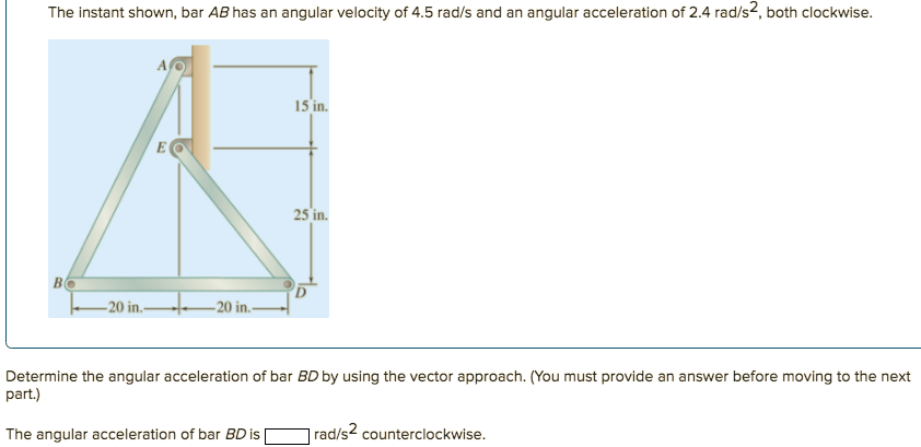 Solved The instant shown, bar AB has an angular velocity of | Chegg.com
