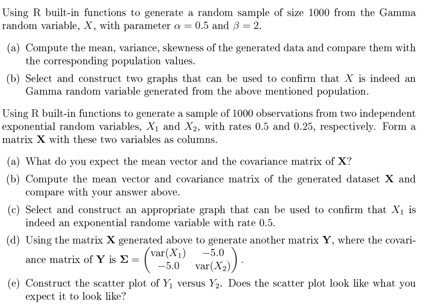 Solved Using R built-in functions to generate a random | Chegg.com