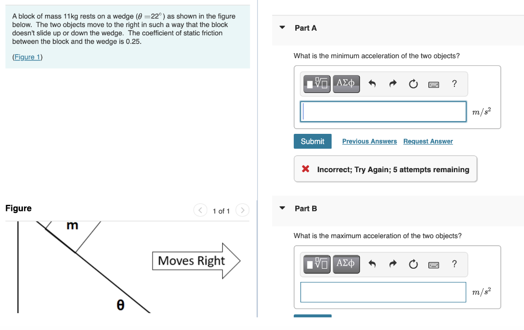 Solved A block of mass 11kg rests on a wedge (@=22° ) as | Chegg.com
