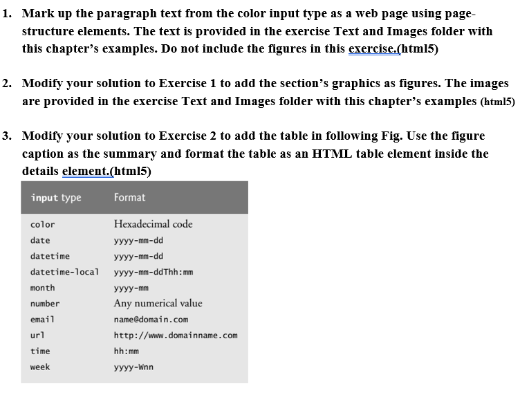 Solved 1. Mark up the paragraph text from the color input | Chegg.com