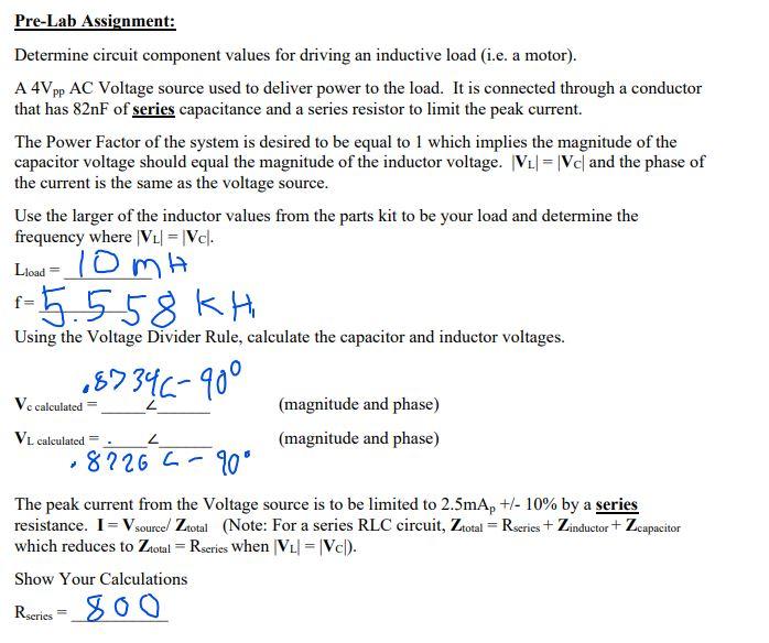 Solved Pre-Lab Assignment: Determine circuit component | Chegg.com