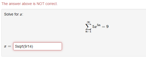 Solved The answer above is NOT correct. Solve for x : | Chegg.com