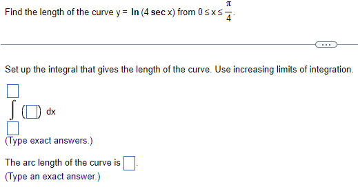 Solved Find the length of the curve y=ln(4secx) from 0≤x≤4π. | Chegg.com