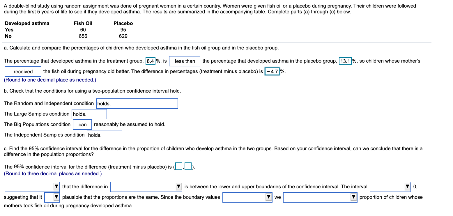 Solved A double-blind study using random assignment was done | Chegg.com
