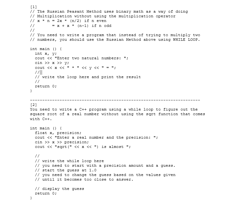 Solved [1] // The Russian Peasant Method uses binary math as | Chegg.com