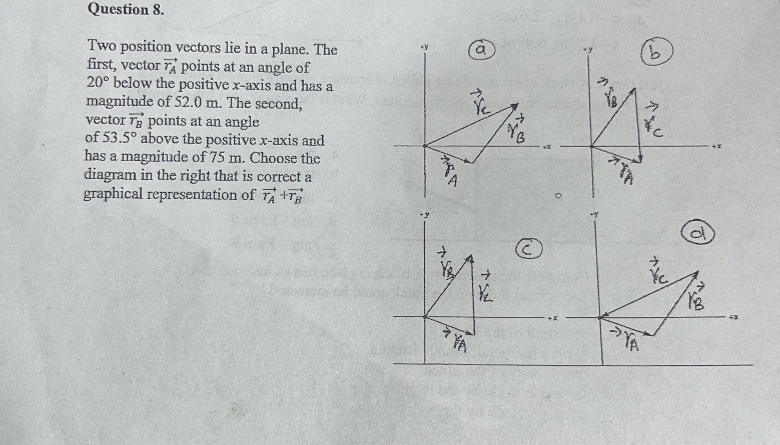 Solved Question 8.Two position vectors lie in ﻿a plane. | Chegg.com