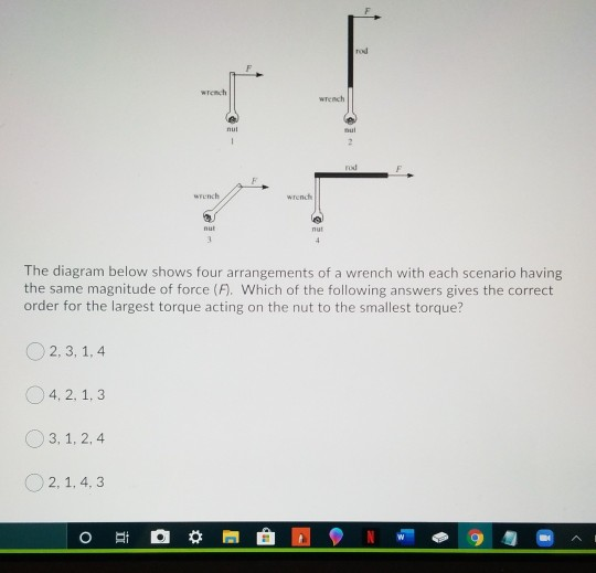 Solved wrench The diagram below shows four arrangements of a | Chegg.com