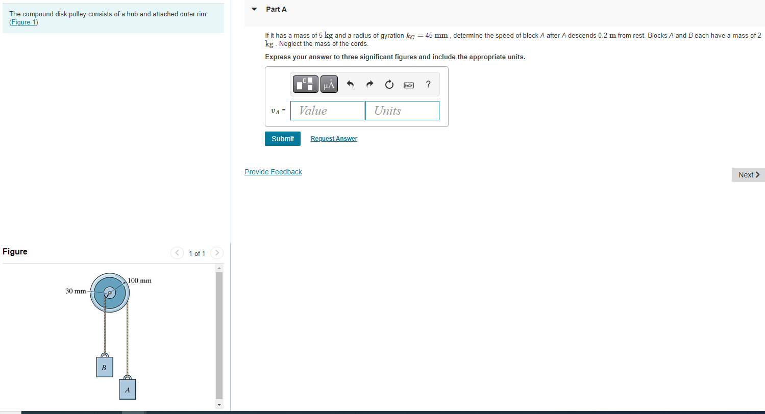 Solved The compound disk pulley consists of a hub and | Chegg.com