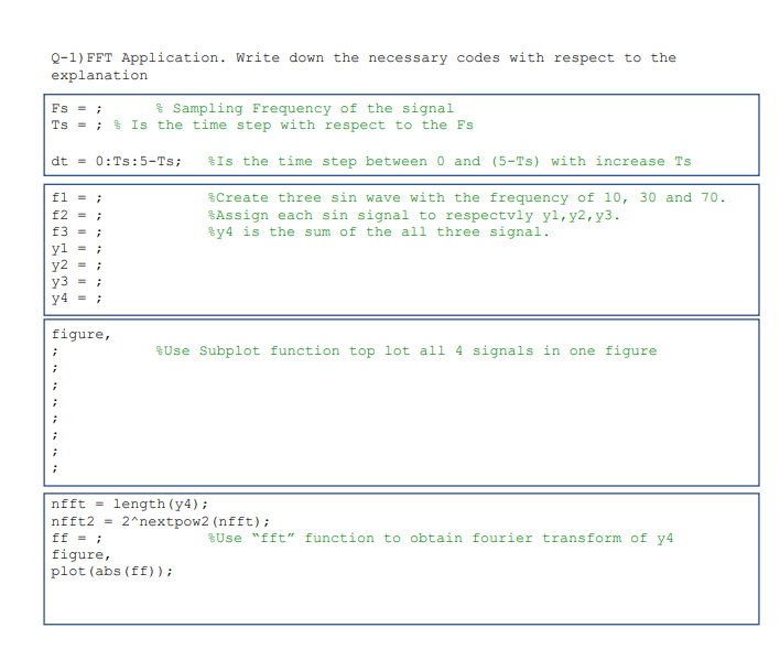 Solved Q-1)FFT Application. Write down the necessary codes | Chegg.com