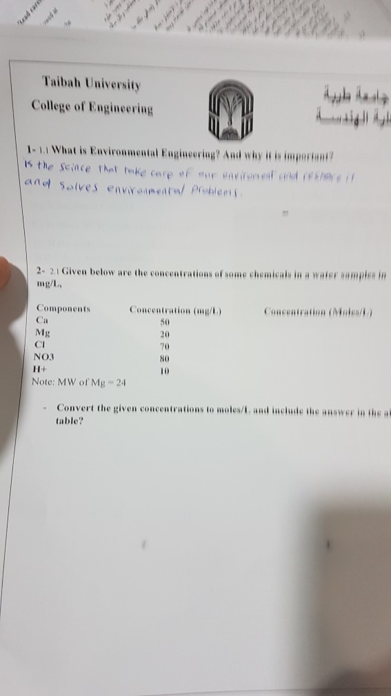 Solved Taibah University College of Engineering 1-1 i what | Chegg.com