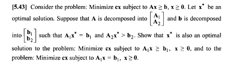 Solved [5.43] Consider the problem: Minimize cx subject to | Chegg.com