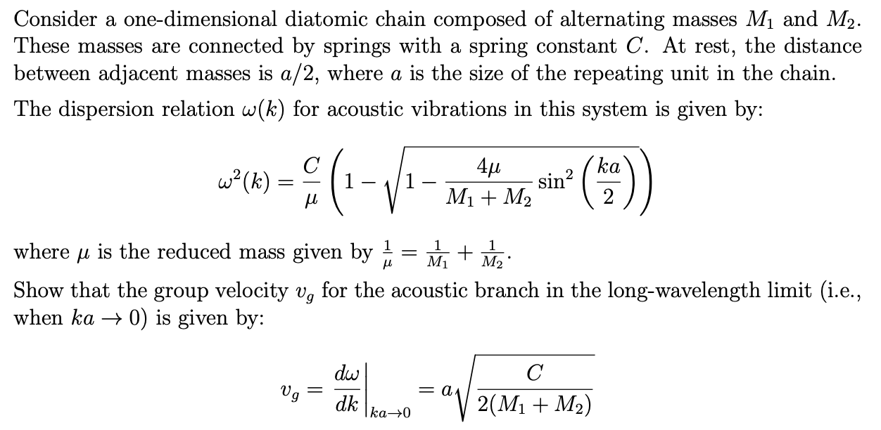 Solved Consider a one-dimensional diatomic chain composed of | Chegg.com