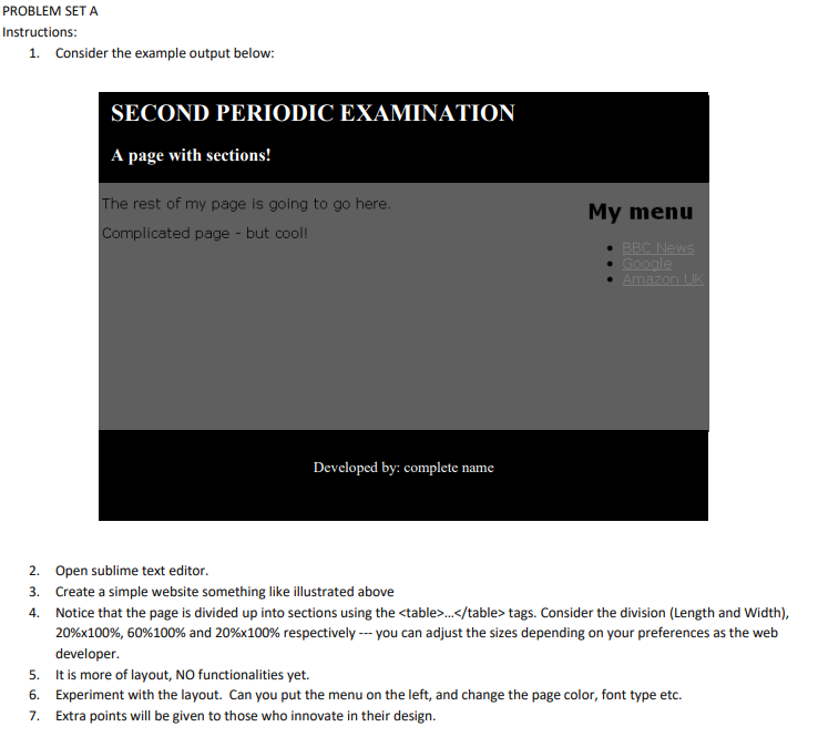 Solved PROBLEM SET A Instructions: 1. Consider the example | Chegg.com