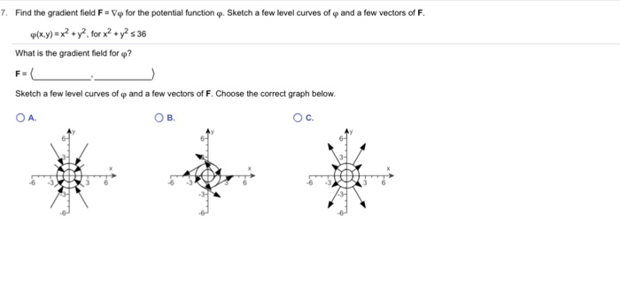 Solved 7. Find the gradient field F=Vqtor the potential | Chegg.com