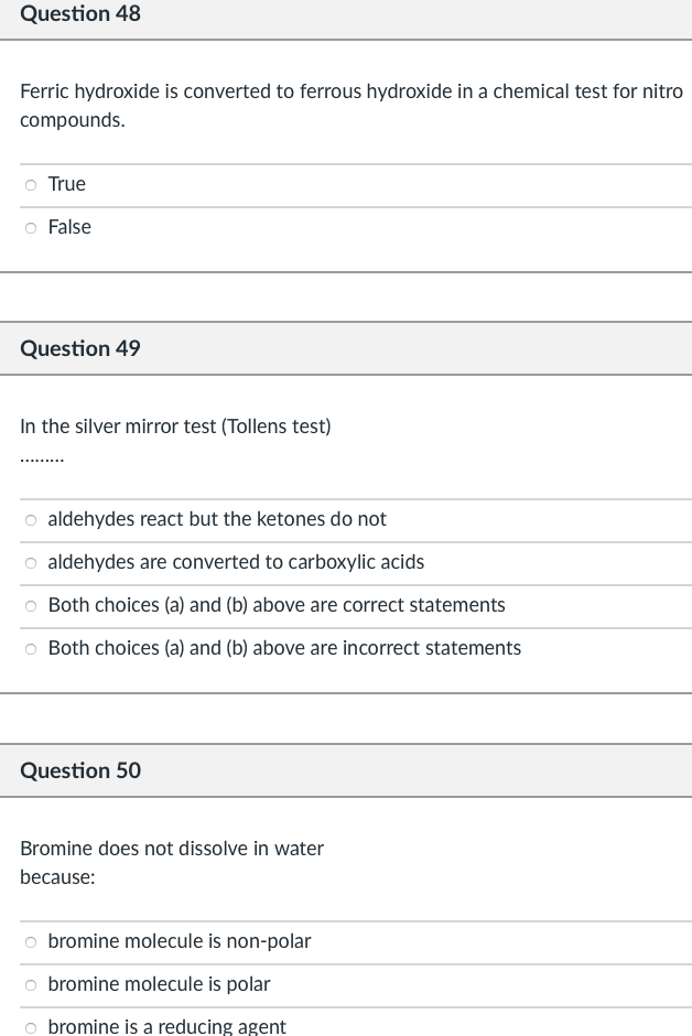 Solved Question 48 Ferric hydroxide is converted to ferrous | Chegg.com