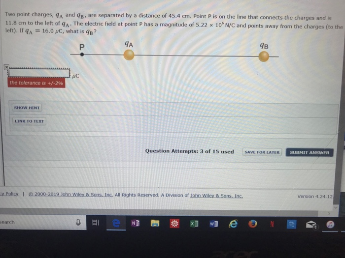 Solved Two point charges, qA and qB, are separated by a | Chegg.com