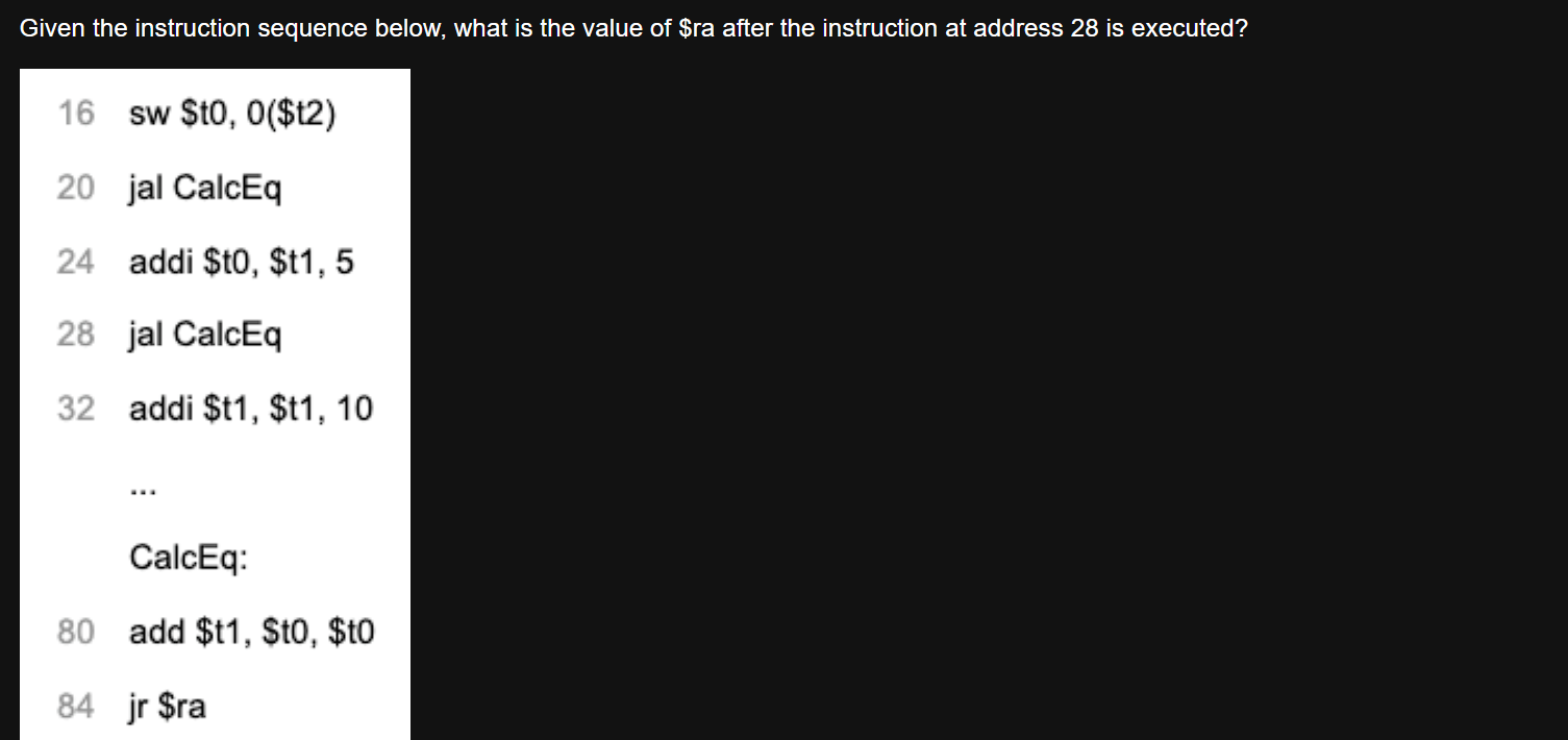 Solved Given the instruction sequence below, what is the | Chegg.com