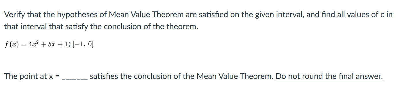 Solved Verify that the hypotheses of Mean Value Theorem are | Chegg.com