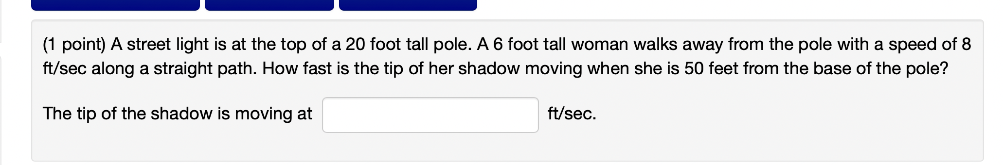 Solved ( 1 point) A street light is at the top of a 20 foot | Chegg.com