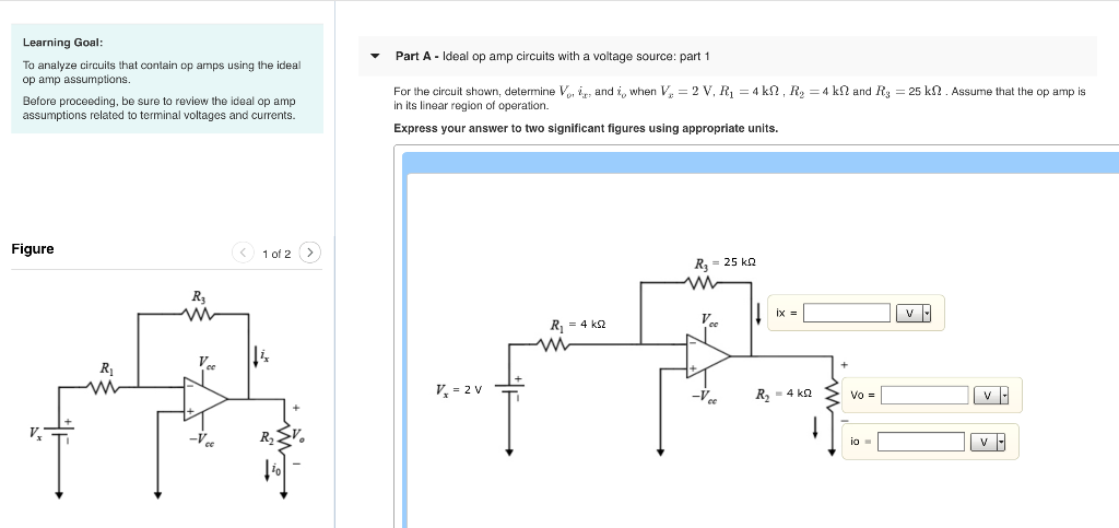 Solved Part A - Ideal op amp circuits with a voltage source: | Chegg.com