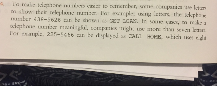 Solved To make telephone numbers easier to remember, some | Chegg.com