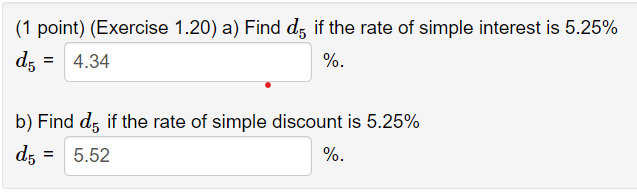 Solved (1 point) (Exercise 1.20) a) Find d5 if the rate of | Chegg.com