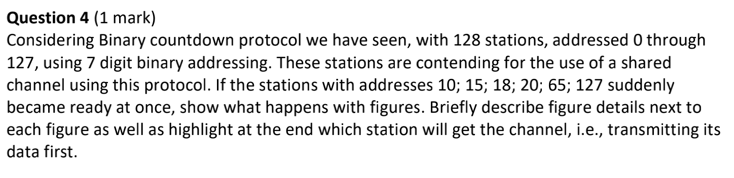 Question 4 (1 mark) Considering Binary countdown | Chegg.com