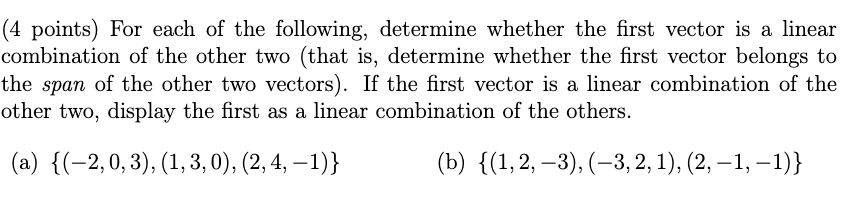 Solved (4 points) For each of the following, determine | Chegg.com