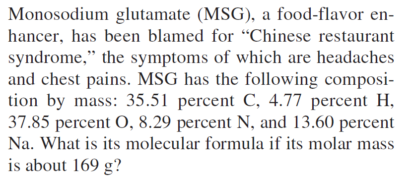 Solved > Monosodium glutamate (MSG), a food-flavor en- | Chegg.com