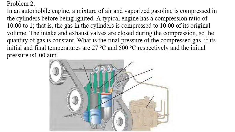 Solved Problem 2. In an automobile engine, a mixture of air | Chegg.com