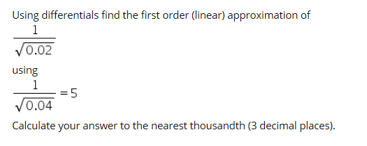 Solved Using differentials find the first order (linear) | Chegg.com
