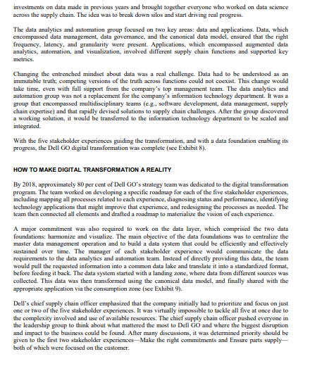 Solved For the following case of DELL : Roadmap of a Digital | Chegg.com