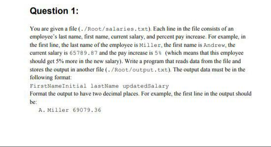 Solved Question 1: You are given a file | Chegg.com