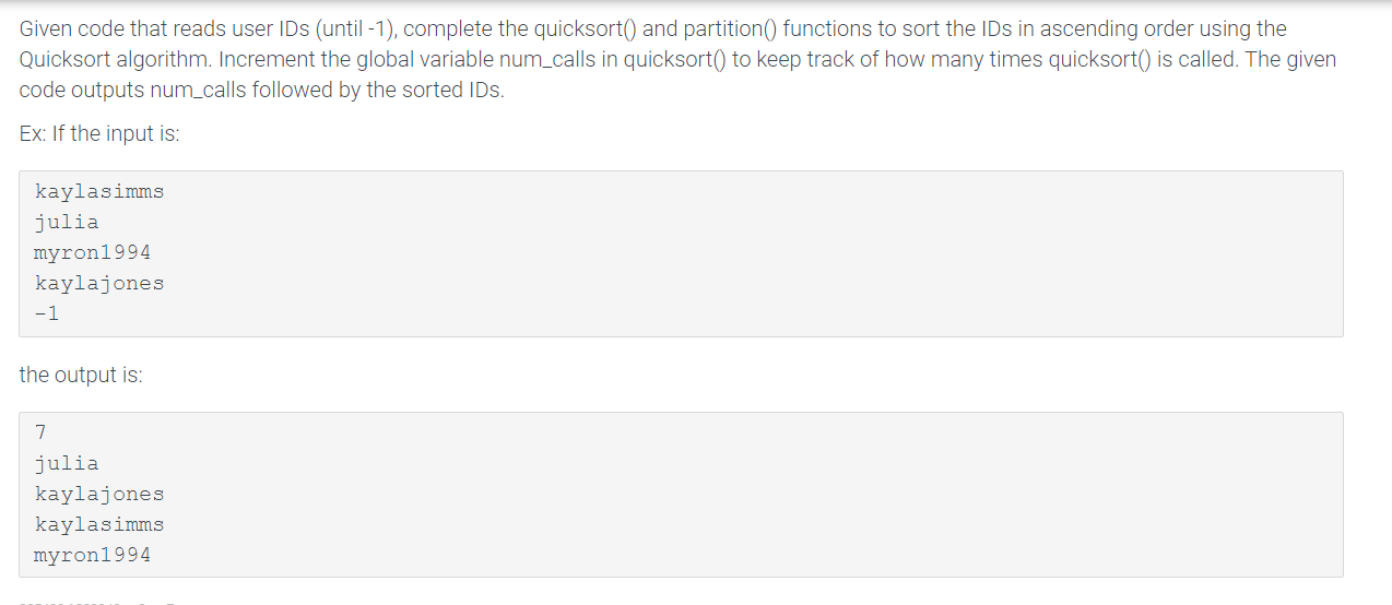 Solved Given code that reads user IDs (until -1), complete | Chegg.com