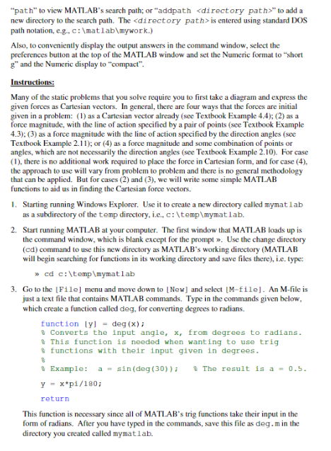 Solved Introduction to MATLAB: MATLAB is a software package | Chegg.com