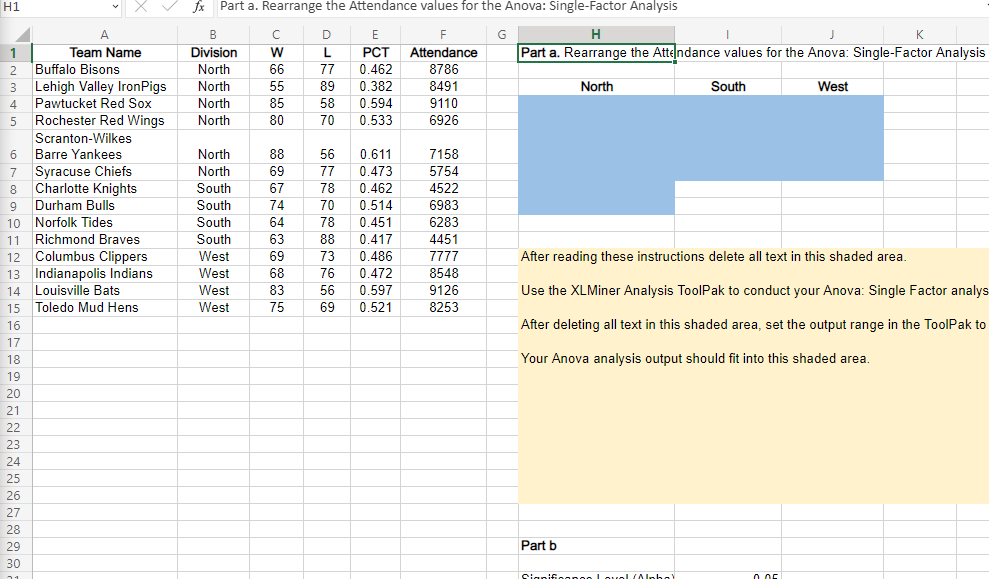 fx Part a. Rearrange the Attendance values for the | Chegg.com