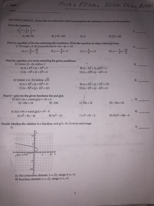 Solved MULTIPLE CHOICE·Choose the one alternative that best | Chegg.com