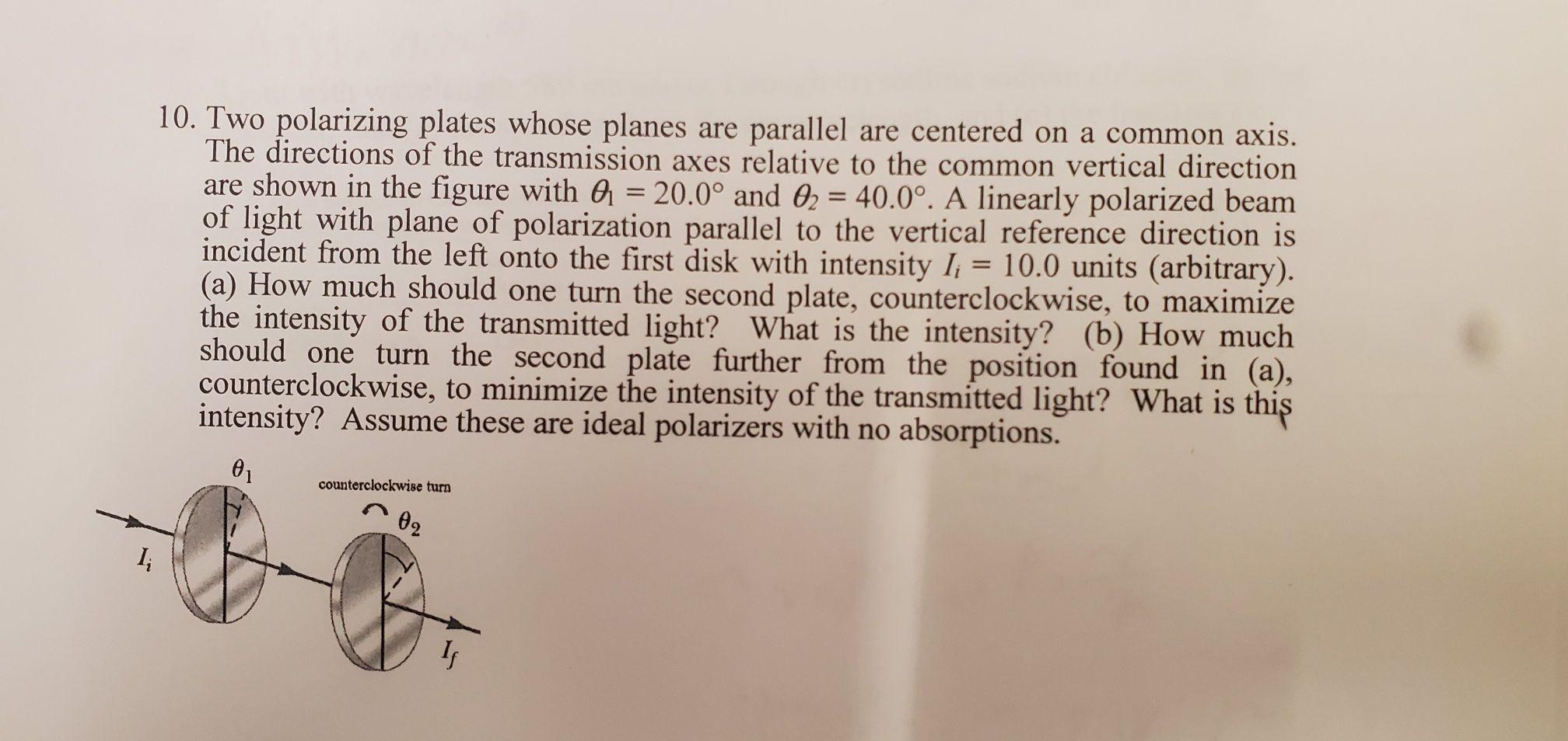 Solved Please answer parts A and B, thanks! Two polarizing | Chegg.com