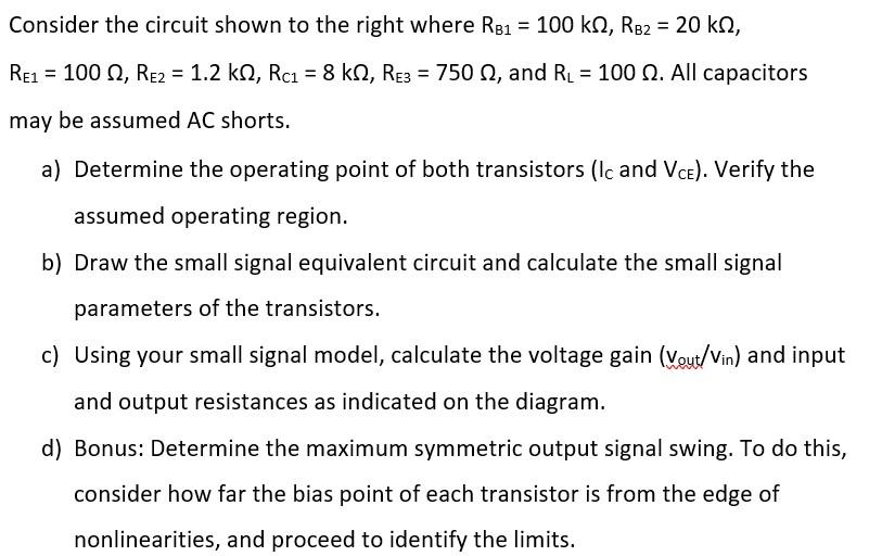 Solved Consider the circuit shown to the right where RB1 = | Chegg.com