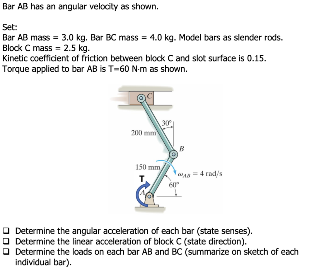 Determine the angular acceleration of each bar (state | Chegg.com