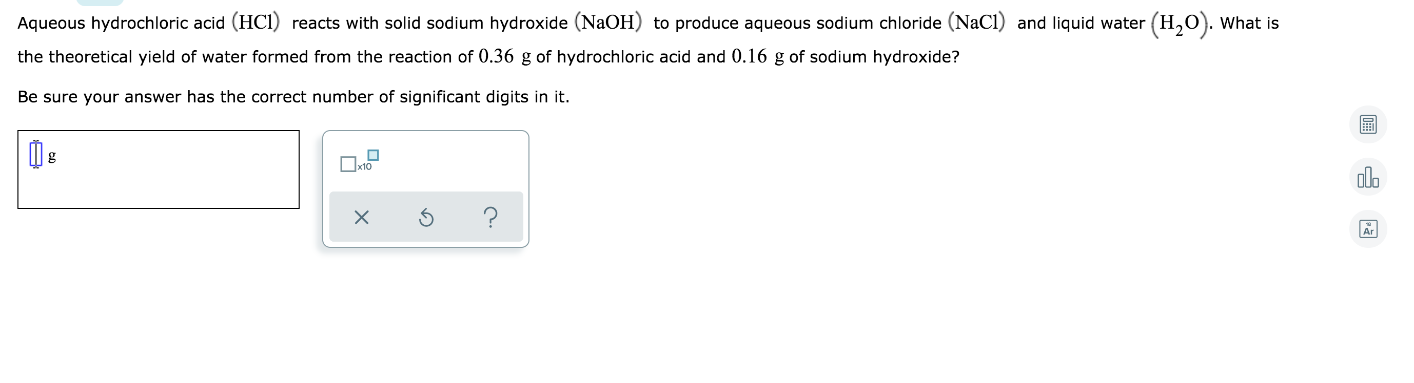 Solved Aqueous hydrochloric acid (HCI) reacts with solid | Chegg.com