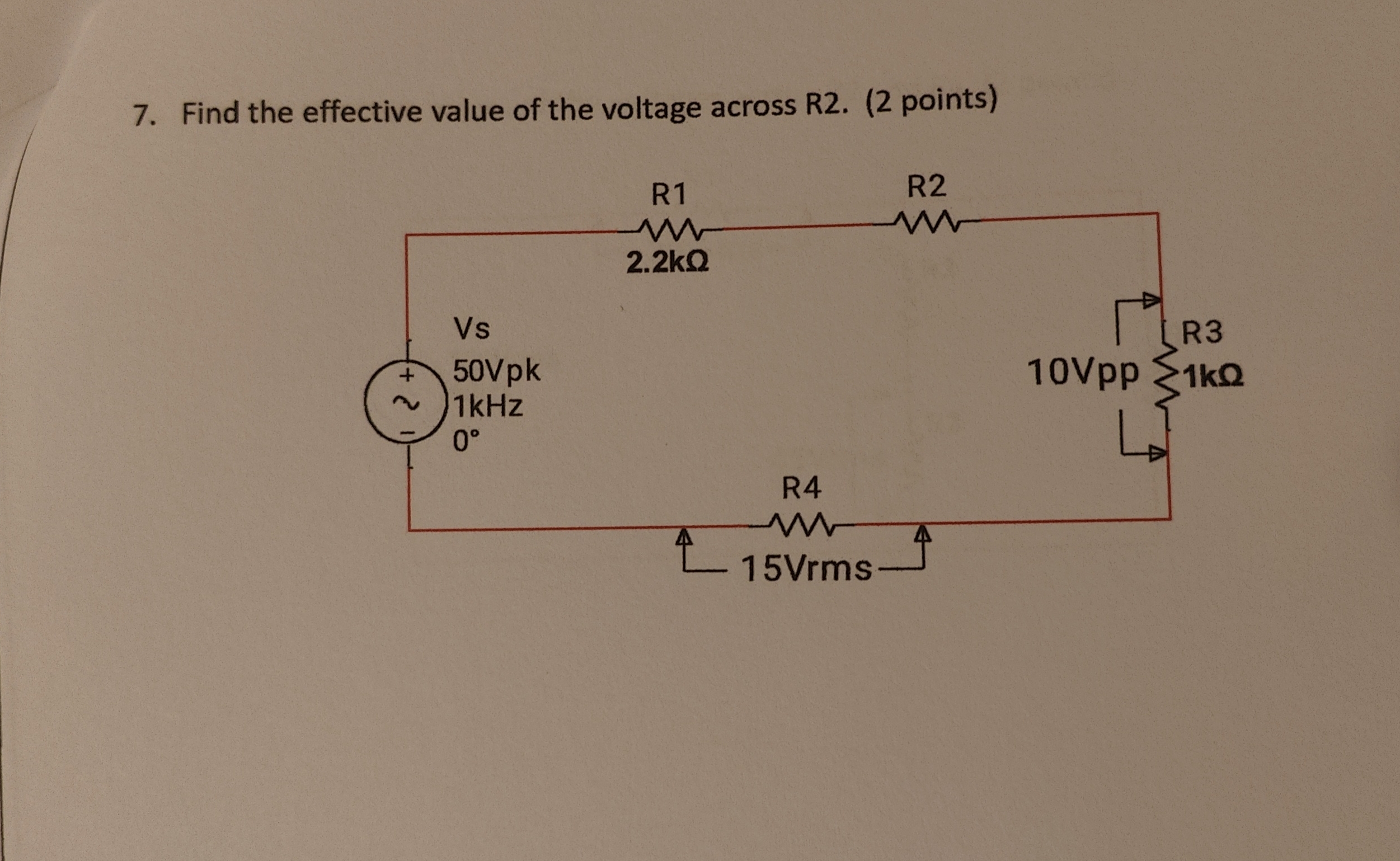 Solved Find the effective value of the voltage across | Chegg.com