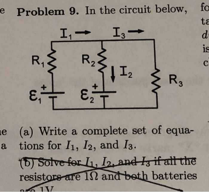 Solved e Problem 9. In the circuit below, fo 3 1 2 e (a) | Chegg.com