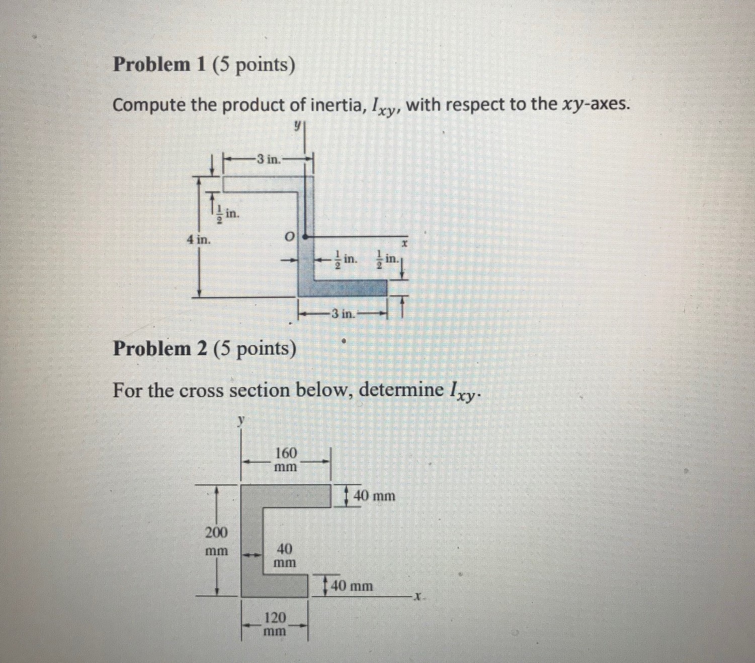 Solved Problem 1 (5 points) Compute the product of inertia, | Chegg.com