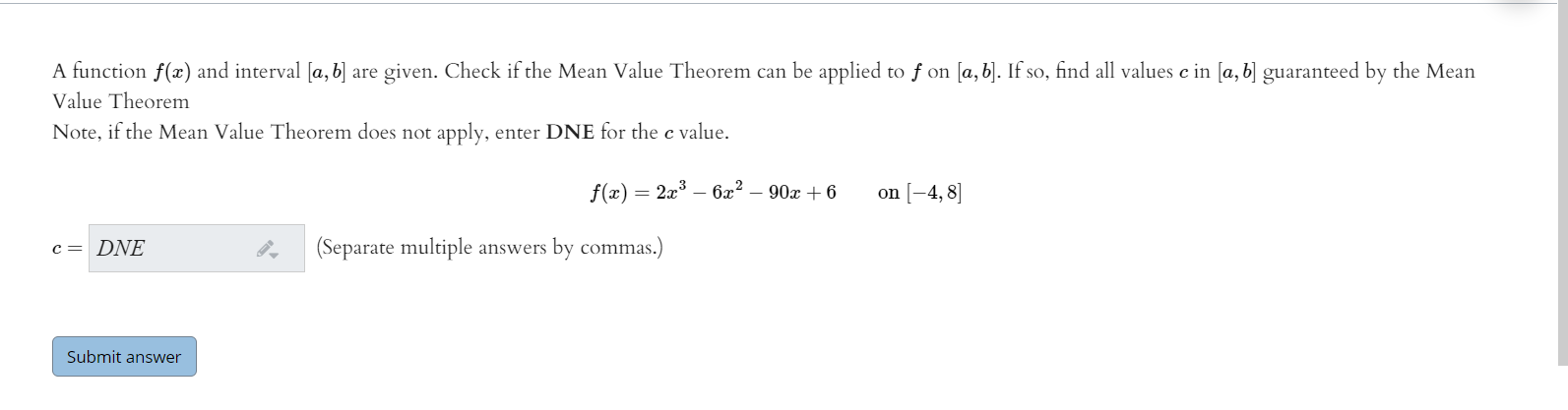 Solved A function f(x) and interval [a, b] are given. Check | Chegg.com