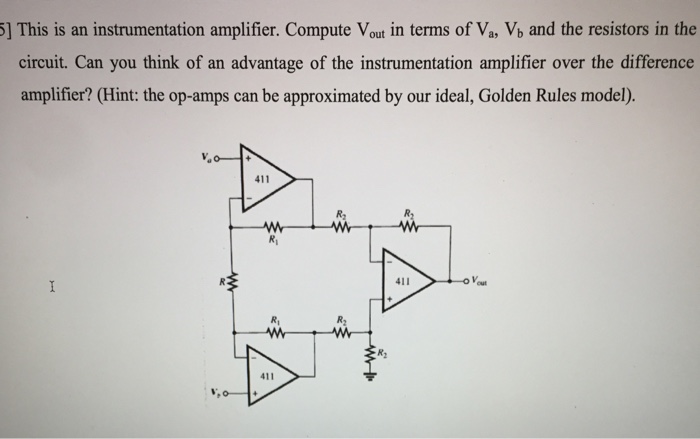 Solved This is an instrumentation amplifier. Compute V_out | Chegg.com