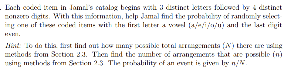 Solved Each coded item in Jamal's catalog begins with 3 | Chegg.com