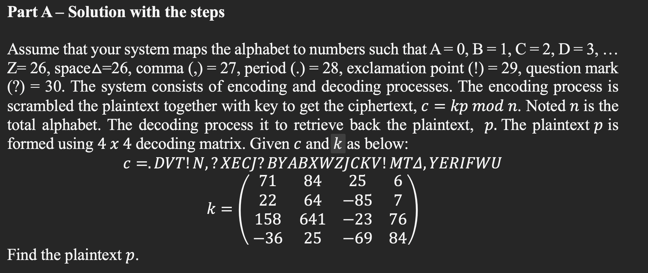 Part A-Solution with the steps = - = - = = = = = | Chegg.com
